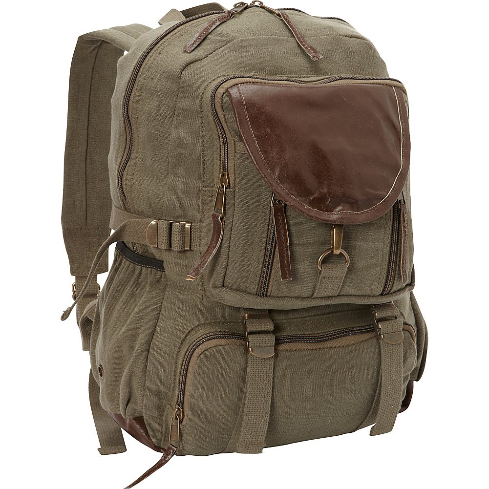 Fox Outdoor Products Retro Parisian City Daypack, Olive Drab, 16" x 11 1/2" x 7"