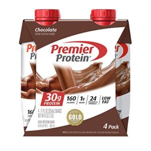 premier protein shake, chocolate, 30g protein, 1g sugar, 24 vitamins & minerals, nutrients to support immune health, 4 count, 44 fl oz