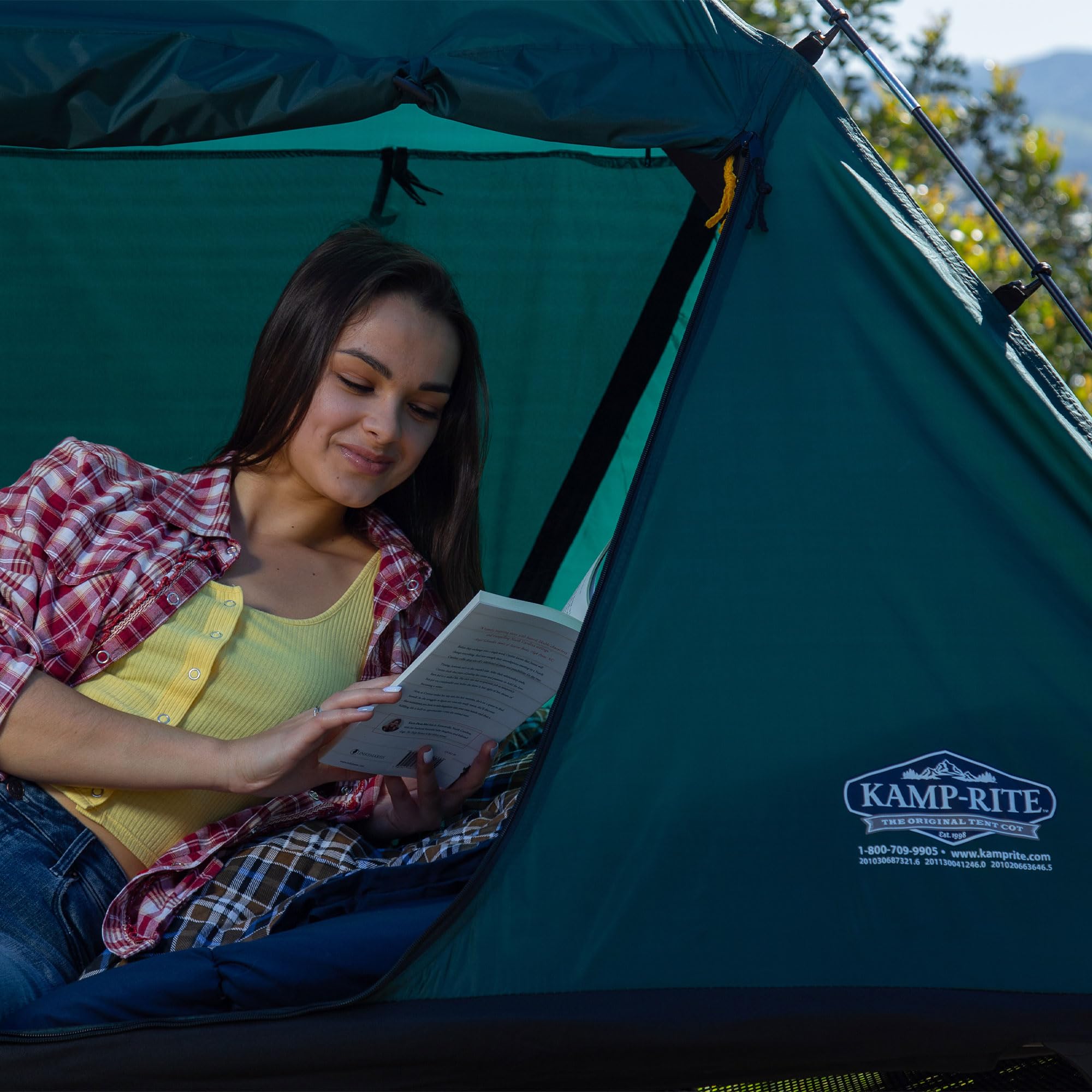 Kamp-Rite Double CTC Compact Quick Setup 2 Person Tent Cot, Chair and Tent with Rain Fly, 600 D Roller Wheeled Carry Bag & 190T Carry Bag, Green