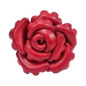 aeravida red petals genuine leather blooming rose free size ring | floral statement adjustable ring for women | statement handmade ring