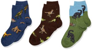 jefferies socks little boys' 3-7 dino triple treat socks (pack of 3), pine, x-small