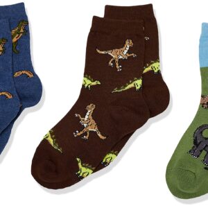 Jefferies Socks Little Boys' 3-7 Dino Triple Treat Socks (Pack of 3), Pine, X-Small