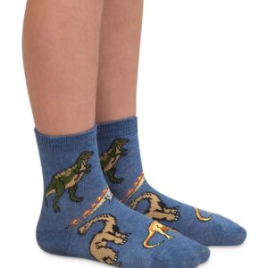 Jefferies Socks Little Boys' 3-7 Dino Triple Treat Socks (Pack of 3), Pine, X-Small