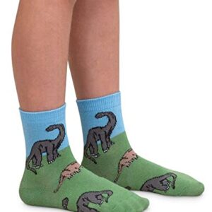 Jefferies Socks Little Boys' 3-7 Dino Triple Treat Socks (Pack of 3), Pine, X-Small