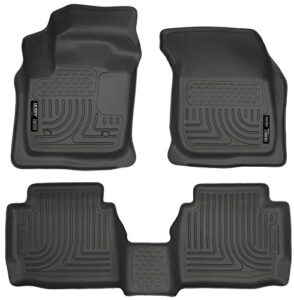 husky liners weatherbeater floor mats | fits 2013-2016 ford fusion, 2013-2016 lincoln mkz | front & 2nd row, 3-pc black - 99751