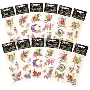 playwrite,henbrandt 6 x fairy glitter tattoo sheets ~ ideal party bag stocking fillers