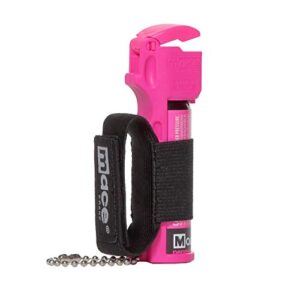 mace brand sport pepper spray (neon pink) – accurate 12’ powerful pepper spray with adjustable hand strap and flip top safety cap, leaves uv dye on skin – great for self-defense