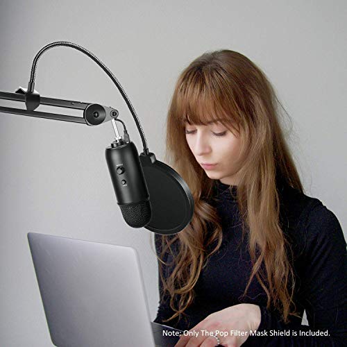 Neewer Professional Microphone Pop Filter Shield Compatible with Blue Yeti and Any Other Microphone, Dual Layered Wind Pop Screen With A Flexible 360 Degree Gooseneck Clip Stabilizing Arm