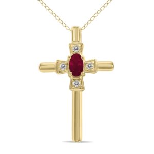 szul ruby and diamond cross pendant 10k yellow gold