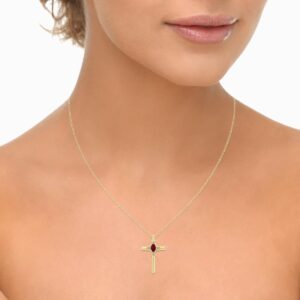 SZUL Ruby and Diamond Cross Pendant 10K Yellow Gold