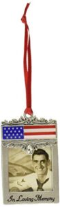 cathedral art patriotic picture photo frame memorial ornament, silver, 1-3/4"