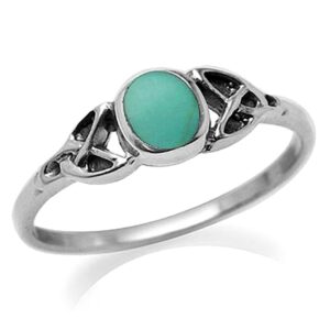 silvershake petite created green turquoise inlay 925 sterling silver celtic knot ring size 6