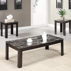 Coaster Home Furnishings Silas 3-piece Faux-marble Top Occasional Table Set Black