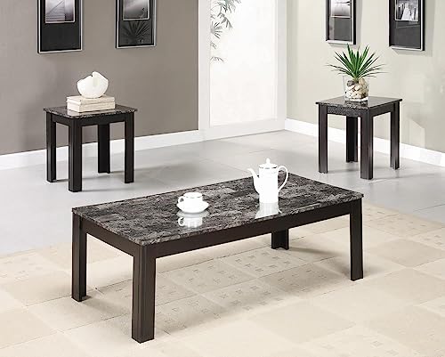 Coaster Home Furnishings Silas 3-piece Faux-marble Top Occasional Table Set Black