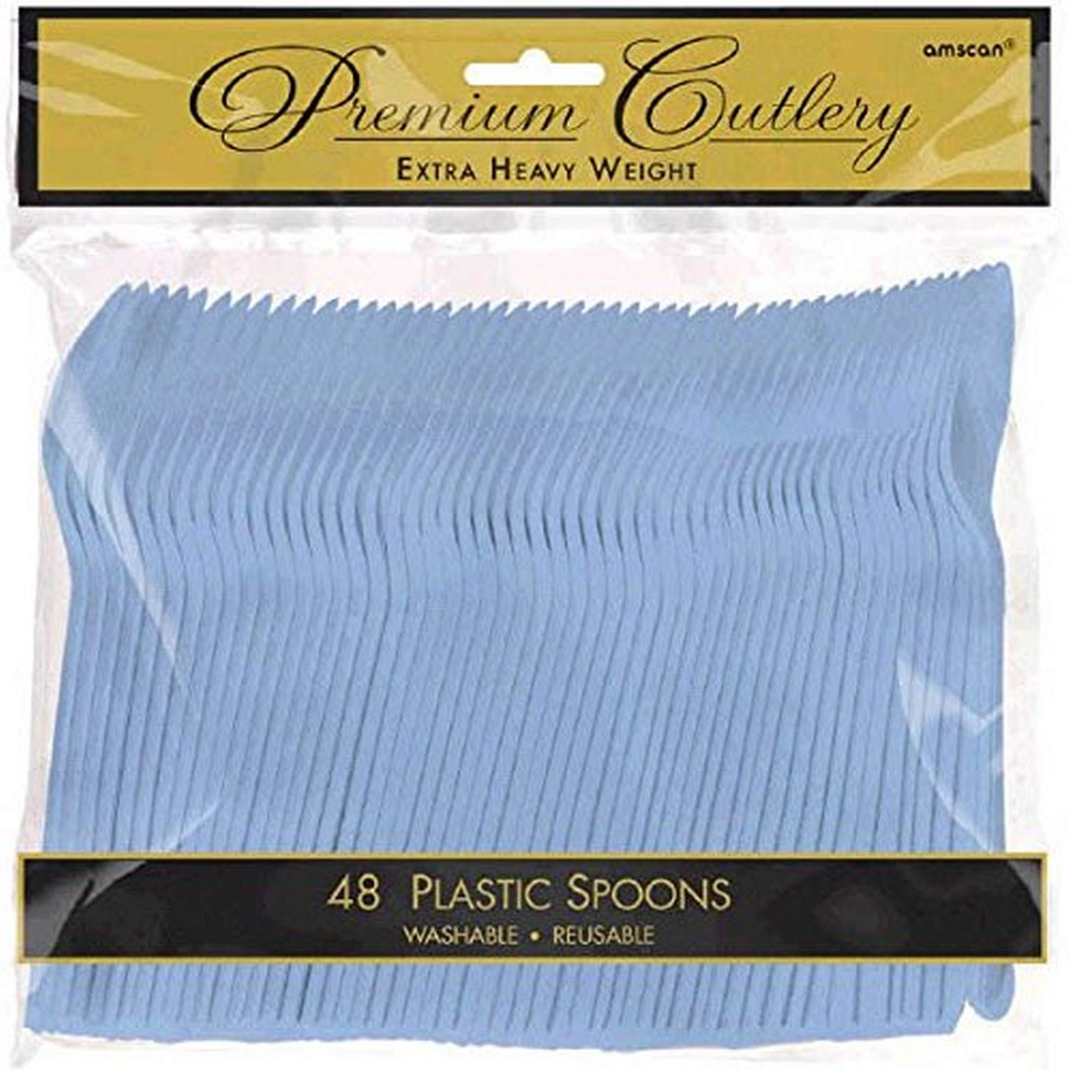 Amscan Heavyweight Pastel Blue Plastic Spoons, 48 Ct.