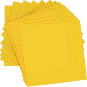 vibrant yellow sunshine 2-ply luncheon napkins - 6.5"x6.5" (set of 40) - premium mid count napkins, eco-friendly, - perfect for events & parties