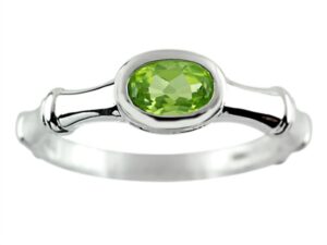 fjc finejewelers 6x4mm solitaire oval peridot bamboo ring sterling silver size 5