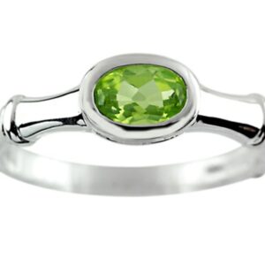 FJC Finejewelers 6x4mm Solitaire Oval Peridot Bamboo Ring Sterling Silver Size 5