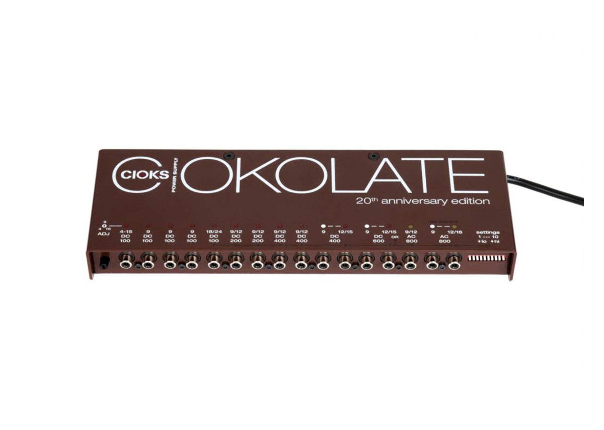 CIOKS CIOKOLATE 9V / 12V / 15V / 16V / 24V AC DC Universal Power Supply with 12 Isolated Sections and 24 Flex Cables for Effect Pedals - Compatible with Temple Audio and Pedaltrain Pedalboards