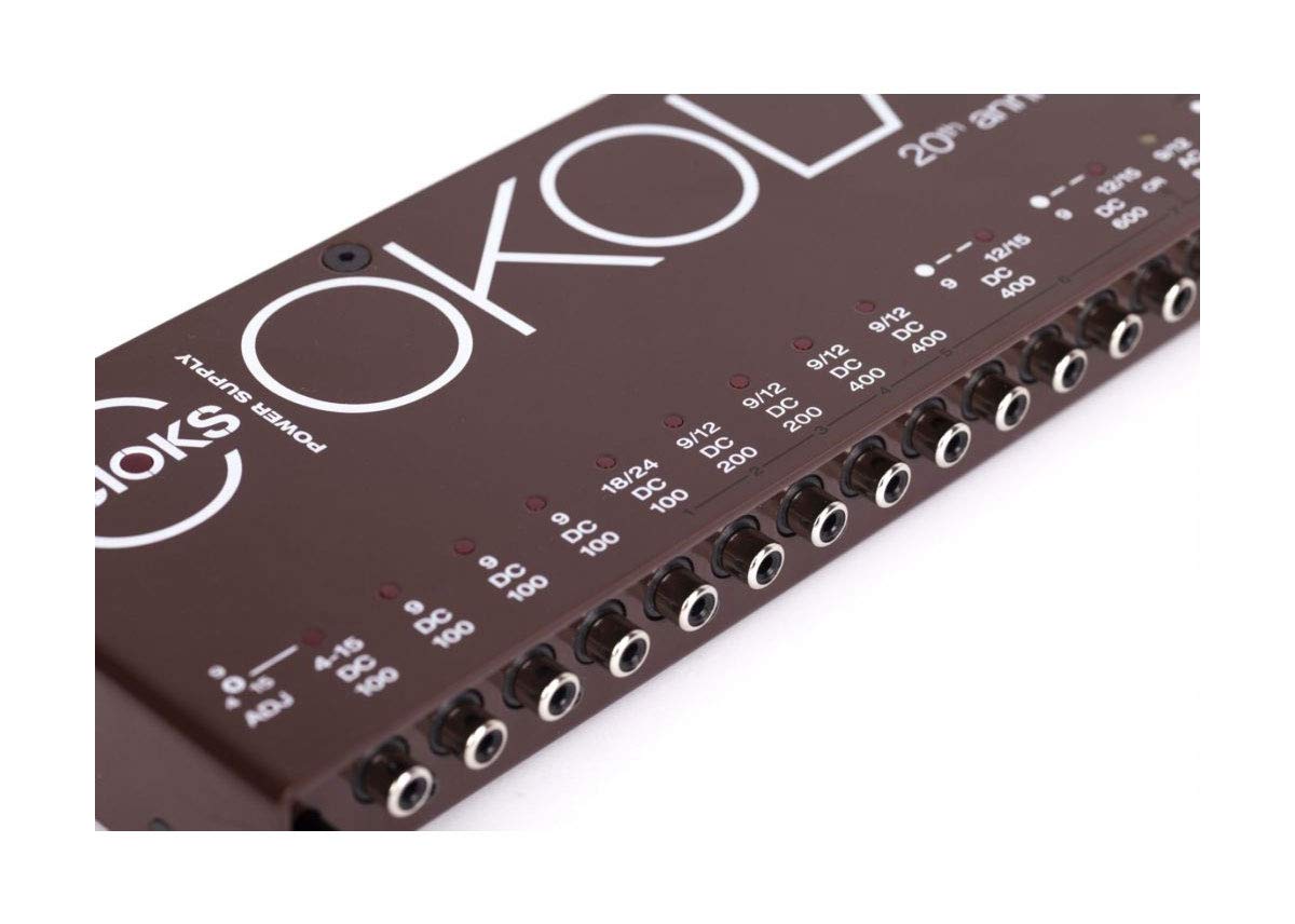 CIOKS CIOKOLATE 9V / 12V / 15V / 16V / 24V AC DC Universal Power Supply with 12 Isolated Sections and 24 Flex Cables for Effect Pedals - Compatible with Temple Audio and Pedaltrain Pedalboards