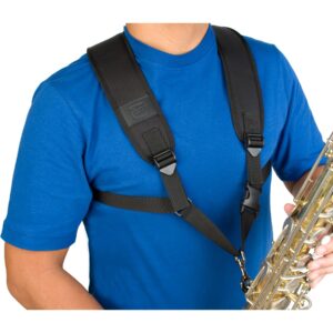 pro tec saxophone harness with deluxe metal trigger snap, large, model a306m, black