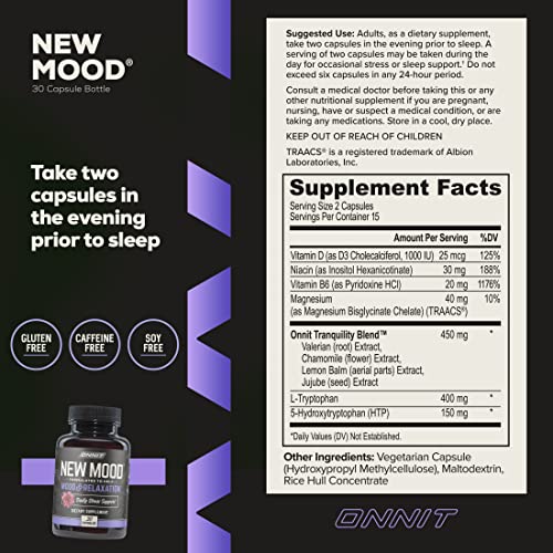 Onnit New Mood - Stress Relief, Sleep and Mood Support Supplement, 30 Count