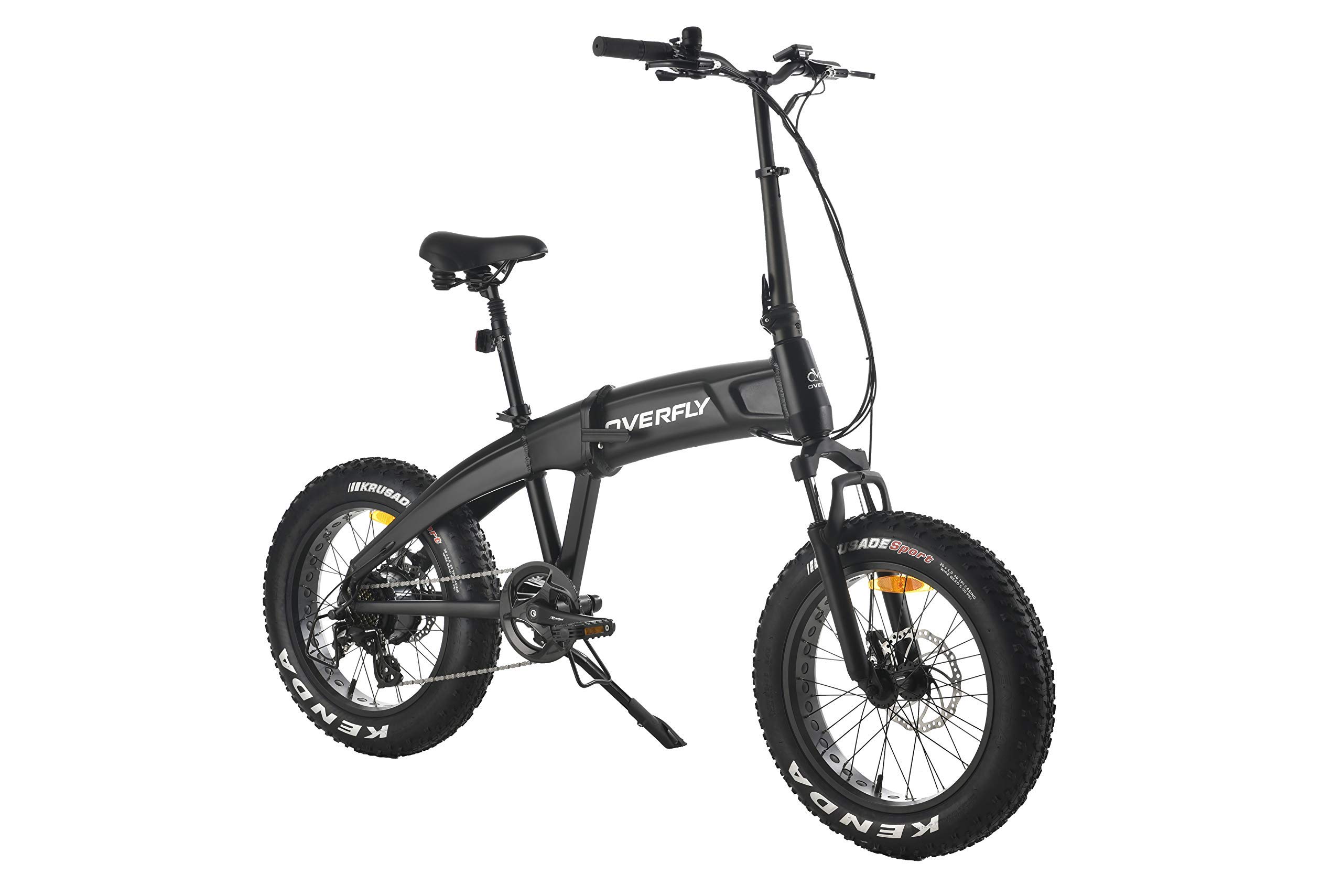 OVERFLY Hummer 20"x4"Fat Tire Electric Folding Bike for Commuter with 500W Bafang Motor, 48V/10.4A Battery, 7 Speed,Front Suspension Fork