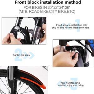 Adjustable Road Mountain Bike Bicycle Cycling Tire Front/Rear Mud Guards Mudguard Fenders Set (White)