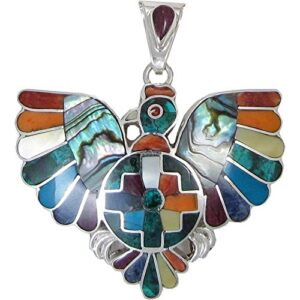 950 sterling silver shell and stone inlay peruvian condor w/shield pendant