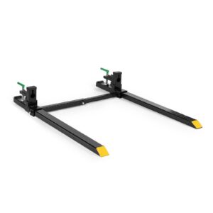 titan attachments light-duty 60" clamp-on pallet forks with adjustable stabilizer bar, 46" x 3" fork length, rated 1,500 lb, easy to install on loader or skid steer bucket