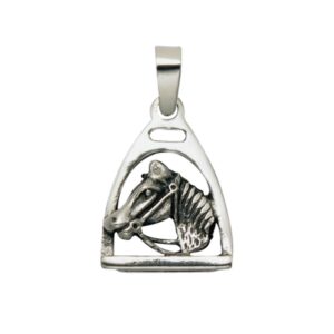 wild things sterling silver horse head in stirrup pendant