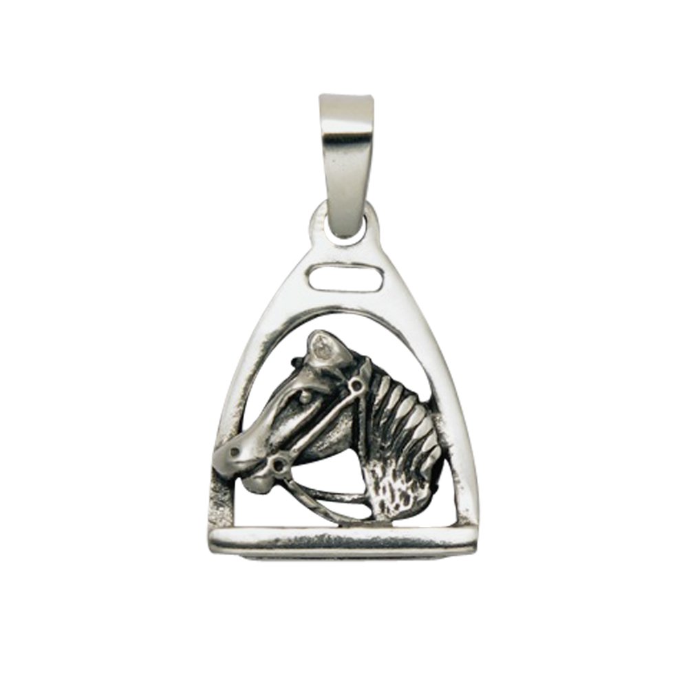 Wild Things Sterling Silver Horse Head in Stirrup Pendant