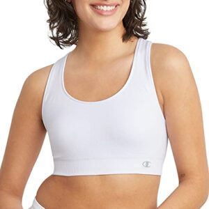 champion, infinity racerback, moderate support, seamless sports bra for women, white, large