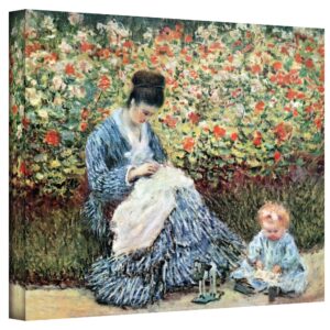 art wall mother and child gallery wrapped canvas by claude monet, 14 by 18-inch