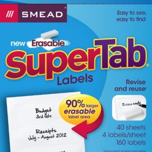 Smead Erasable SuperTab® File Folder Labels, White, 160 labels per Pack (64917)