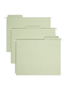 smead erasable fastab hanging file folder, 1/3-cut built-in tab, letter size, moss, 20 per box (64032)