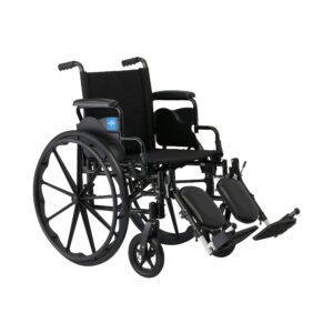 medline 20” foldable k4 wheelchair with swing-back desk-length arms & elevating legrests, 300 lbs. capacity, transport chair for adults & seniors