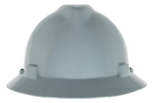 msa 454731 v-gard full-brim hard hat with staz-on pinlock suspension | polyethylene shell, superior impact protection, self adjusting crown straps - standard size in gray