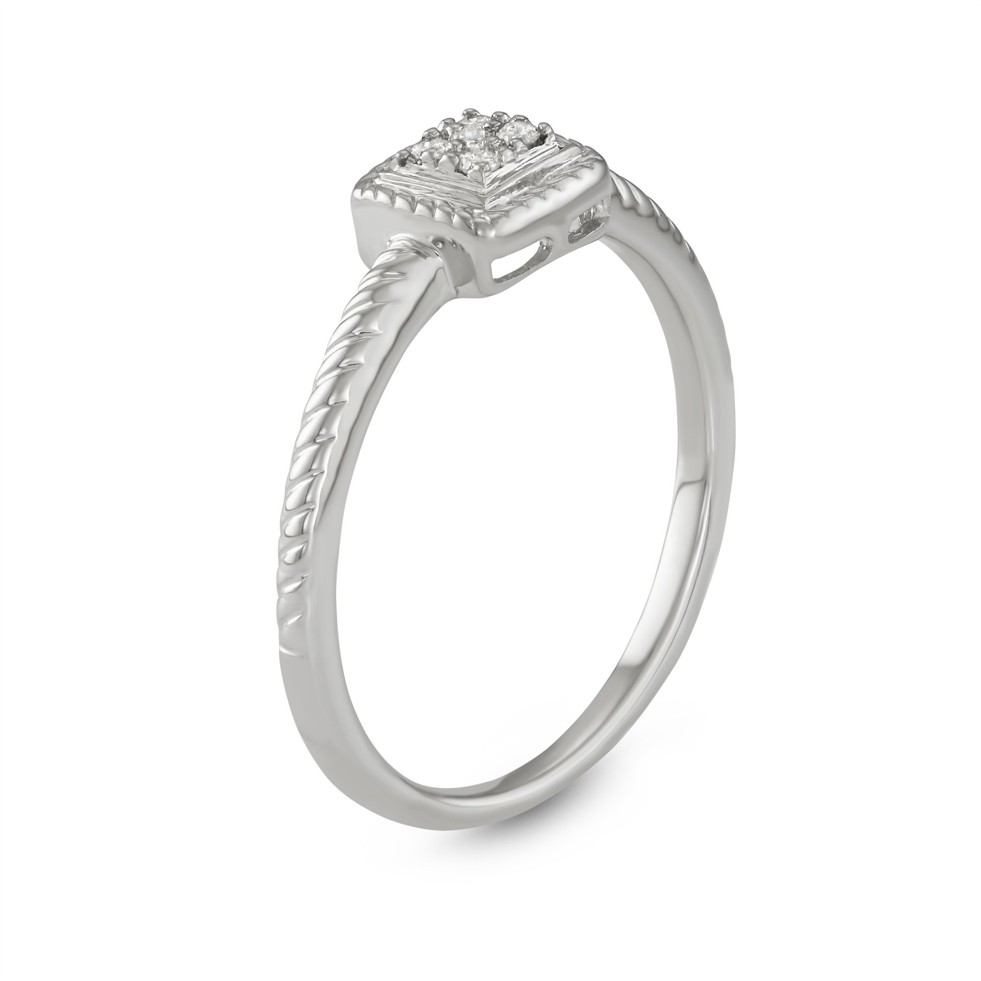 Hdiamonds 0.05 Carat Total Weight (cttw) Sterling Silver White Diamond Rope Design Ring (Size: 9)