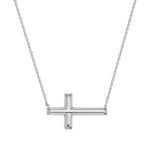 ritastephens 14k white gold sideways cross necklace adjustable chain 16-18 inches