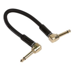 Monoprice 1/4-Inch TS Male to 1/4-Inch TS Male Guitar Pedal Patch Cable With Right Angle Connectors - 0.67 Feet - Black, 16AWG - Premier Series