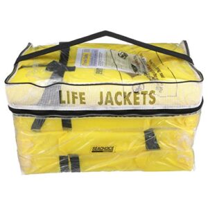 seachoice life vest, type ii personal flotation device, yellow, adult, 4-pack w/ bag