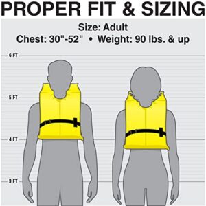 Seachoice Life Vest, Type II Personal Flotation Device, Yellow, Adult, 4-Pack w/ Bag