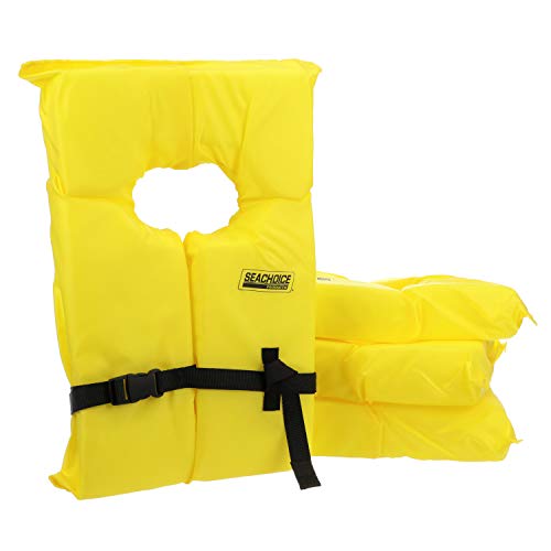 Seachoice Life Vest, Type II Personal Flotation Device, Yellow, Adult, 4-Pack w/ Bag