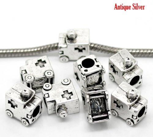 Ambulance Charm Bead Spacer For Snake Chain Charm Bracelet