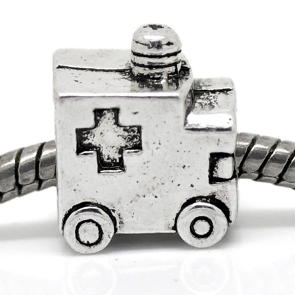 Ambulance Charm Bead Spacer For Snake Chain Charm Bracelet