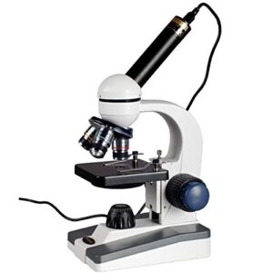 amscope m150c-e-i 40x-1000x led cordless all-metal framework full-glass optical lens student biological compound microscope + digital camera usb imager