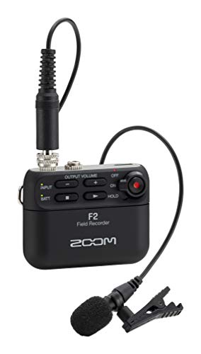 Zoom F2 Lavalier Body-Pack Compact Recorder, 32-Bit Float Recording, No Clipping, Audio for Video, Records to SD, and Battery Powered with Included Lavalier Microphone