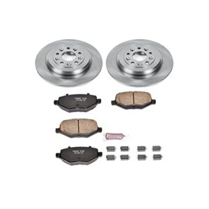 power stop koe4744 rear autospecialty replacement brake pads and brake rotors kit for ford edge explorer flex taurus taurus sho mks mkx [application specific]