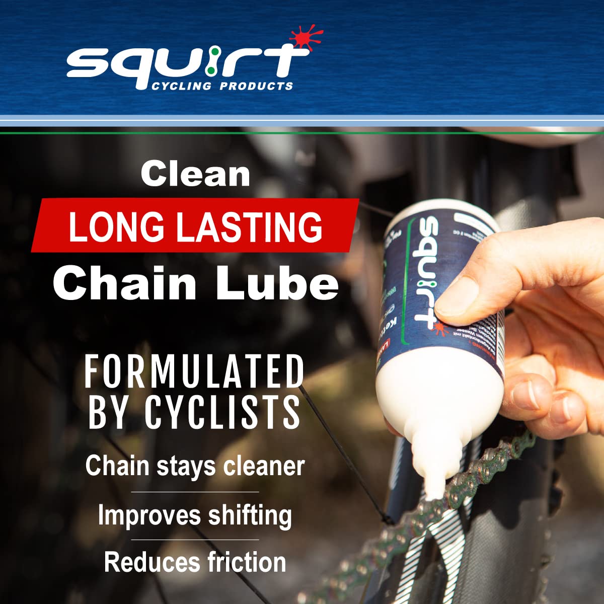 Squirt Chain Lube for Bikes 120 ml – Long-Lasting Lube for All Bike Chains – All-Weather Dry Chain Lube – Bike Chain Lube to Reduce Noise & Chainsuck – Bike Tools & Maintenance Aid